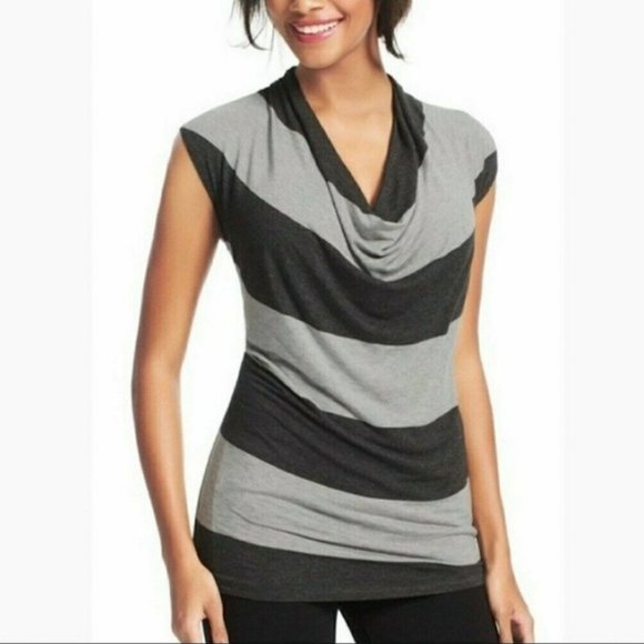 CAbi | Tops | Cabi 62 Blackgray Striped Draped Knit Topsize Xs | Poshmark